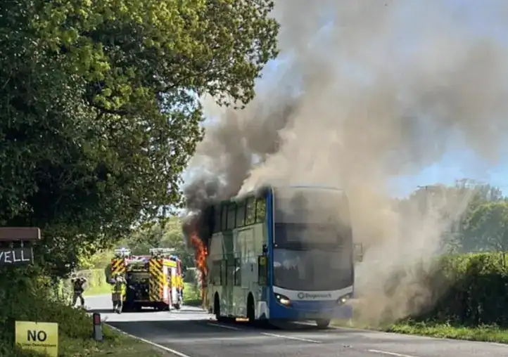 Double-Decker Bus Fire in Ashford Extinguished by Firefighters - UK ...